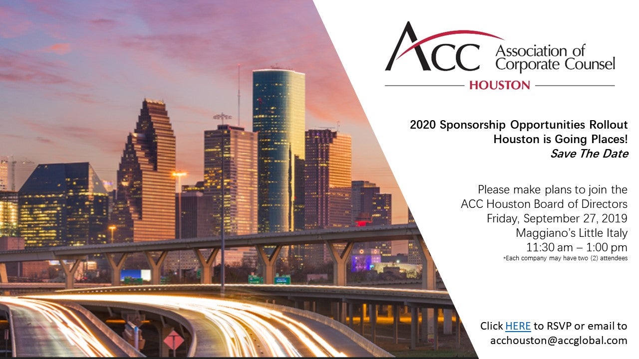 ACC Houston 2020 Sponsorship Rollout Event | Association of Corporate ...