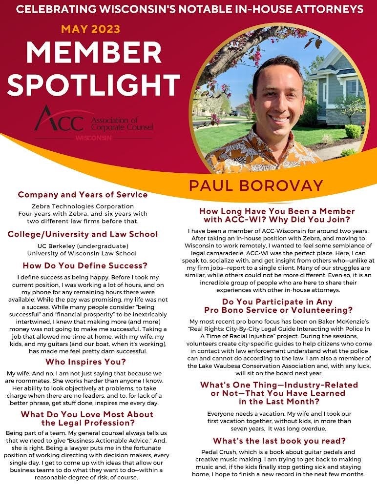 ACC-WI Member Spotlight | Association of Corporate Counsel (ACC)
