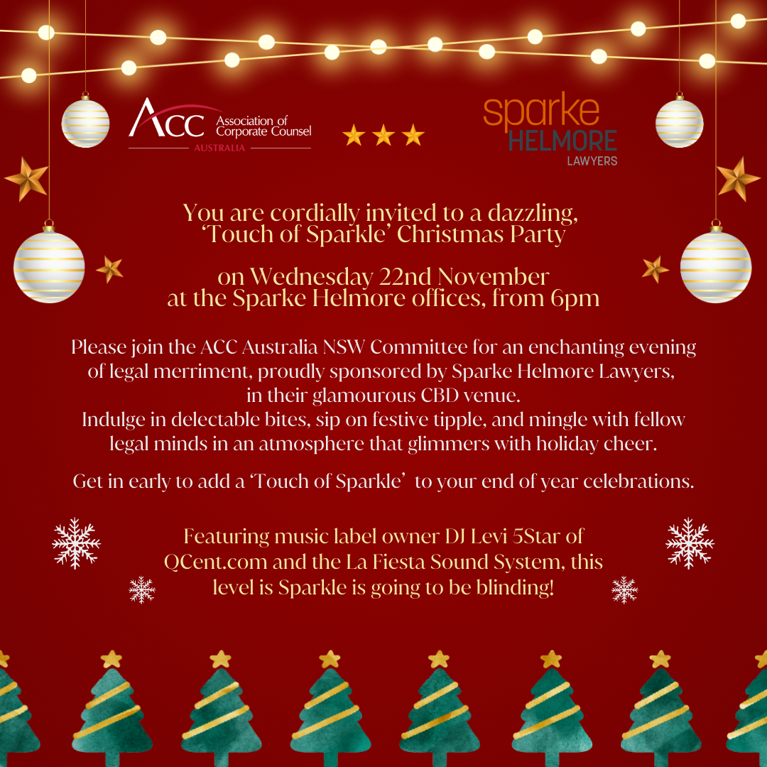ACC NSW Christmas Party, proudly sponsored by Sparke Helmore Lawyers ...